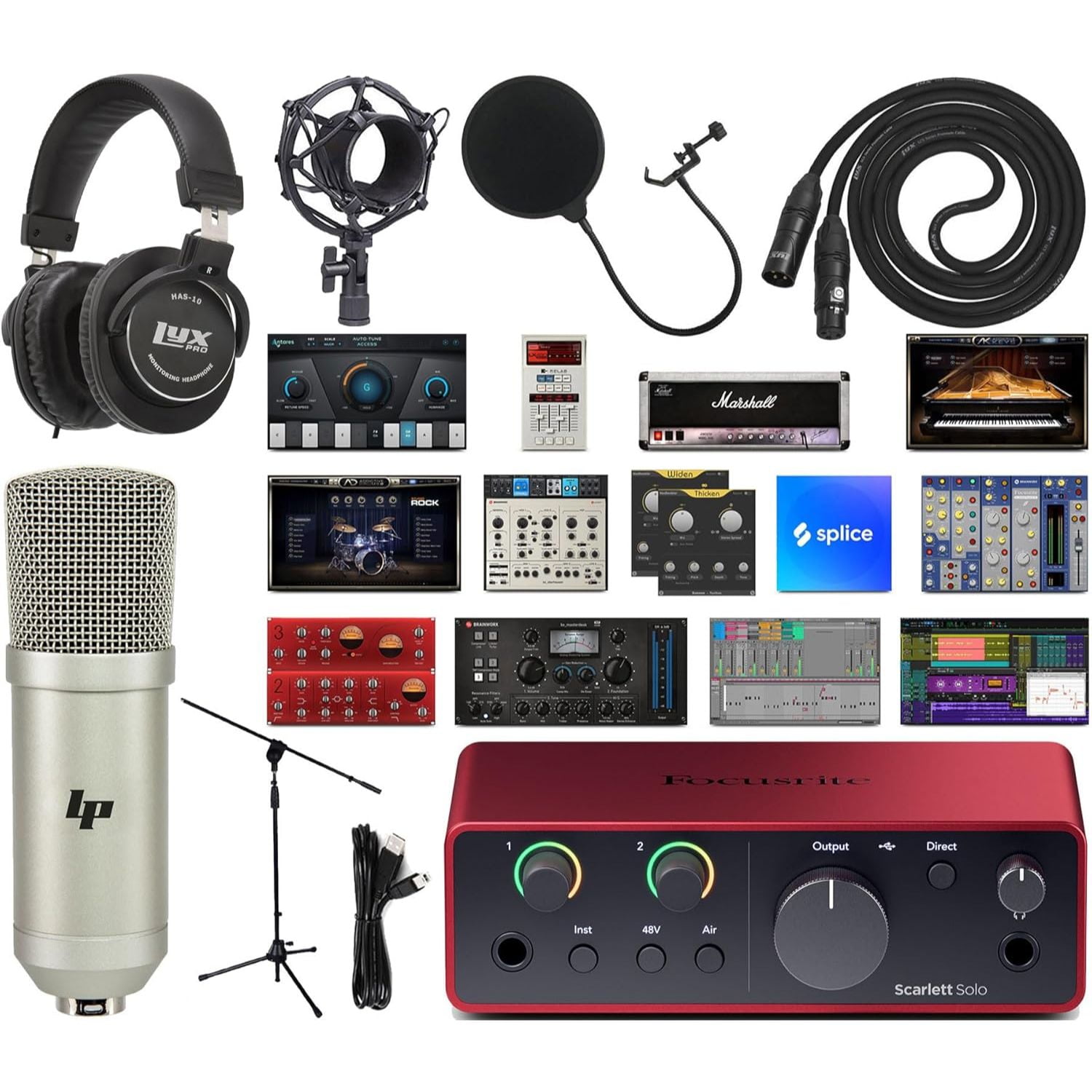 Focusrite Scarlett Solo 4th-Gen USB-C Audio Interface Studio Bundle ...