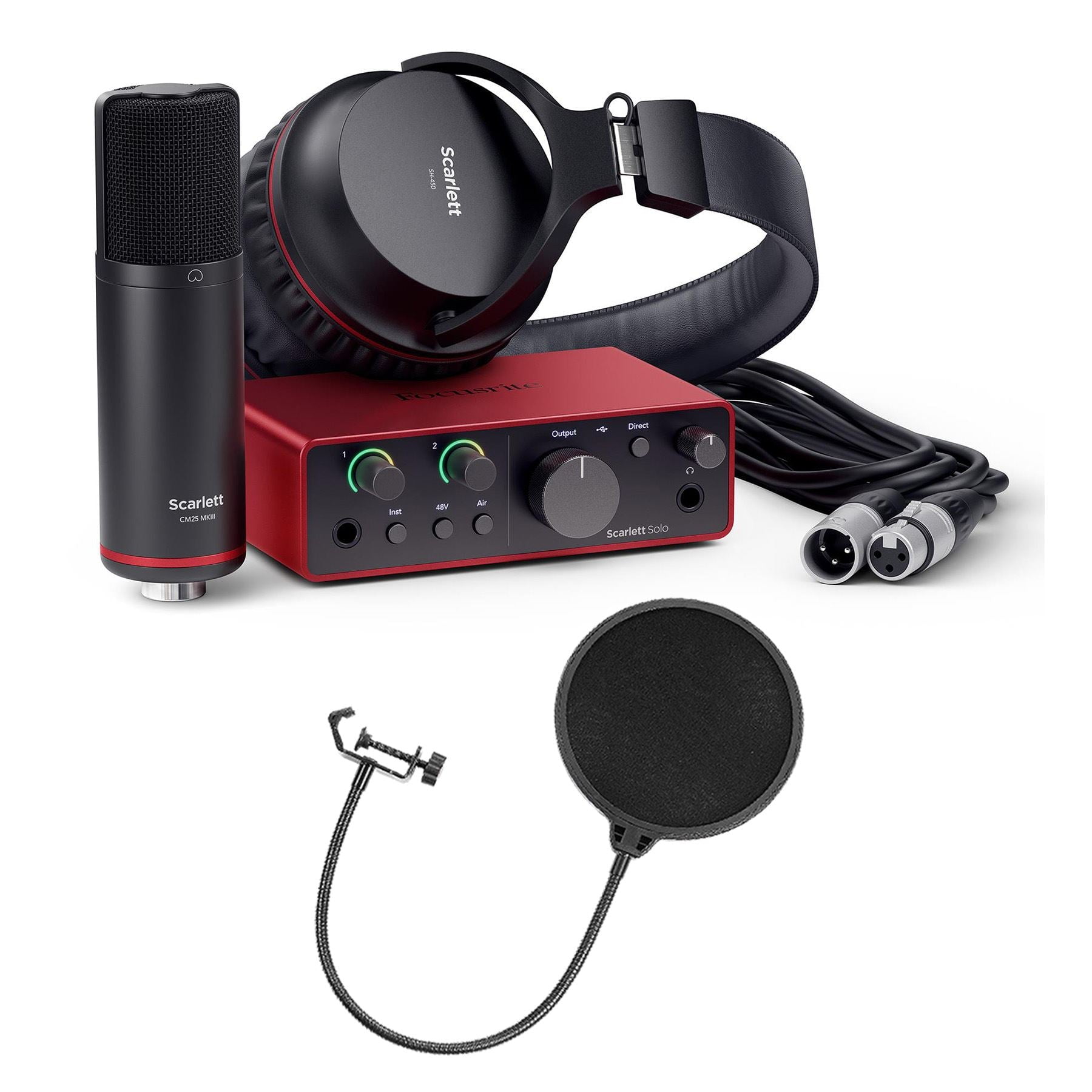Focusrite Scarlett Solo Studio (4th Gen) USB-C Recording Package Bundle ...