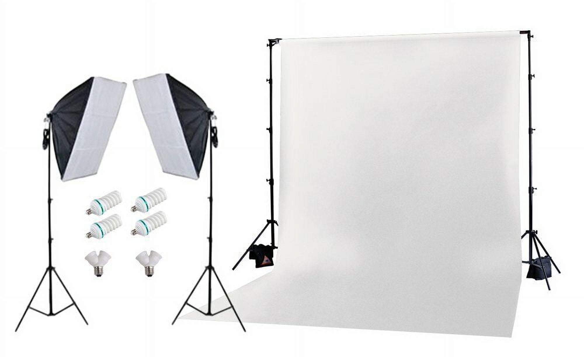 Fodoto 900w Continuous Softbox Lighting Kit + 1 White Backdrop Kit ...