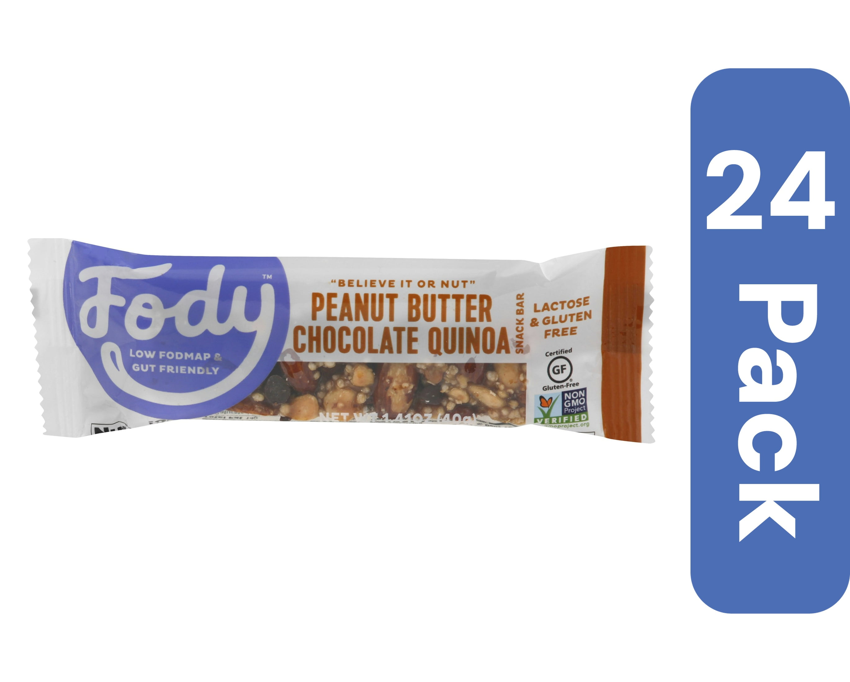 Fody Food Co Bar Peanut Butter Chocolate Quinoa 1.41 oz (Pack of 24 ...
