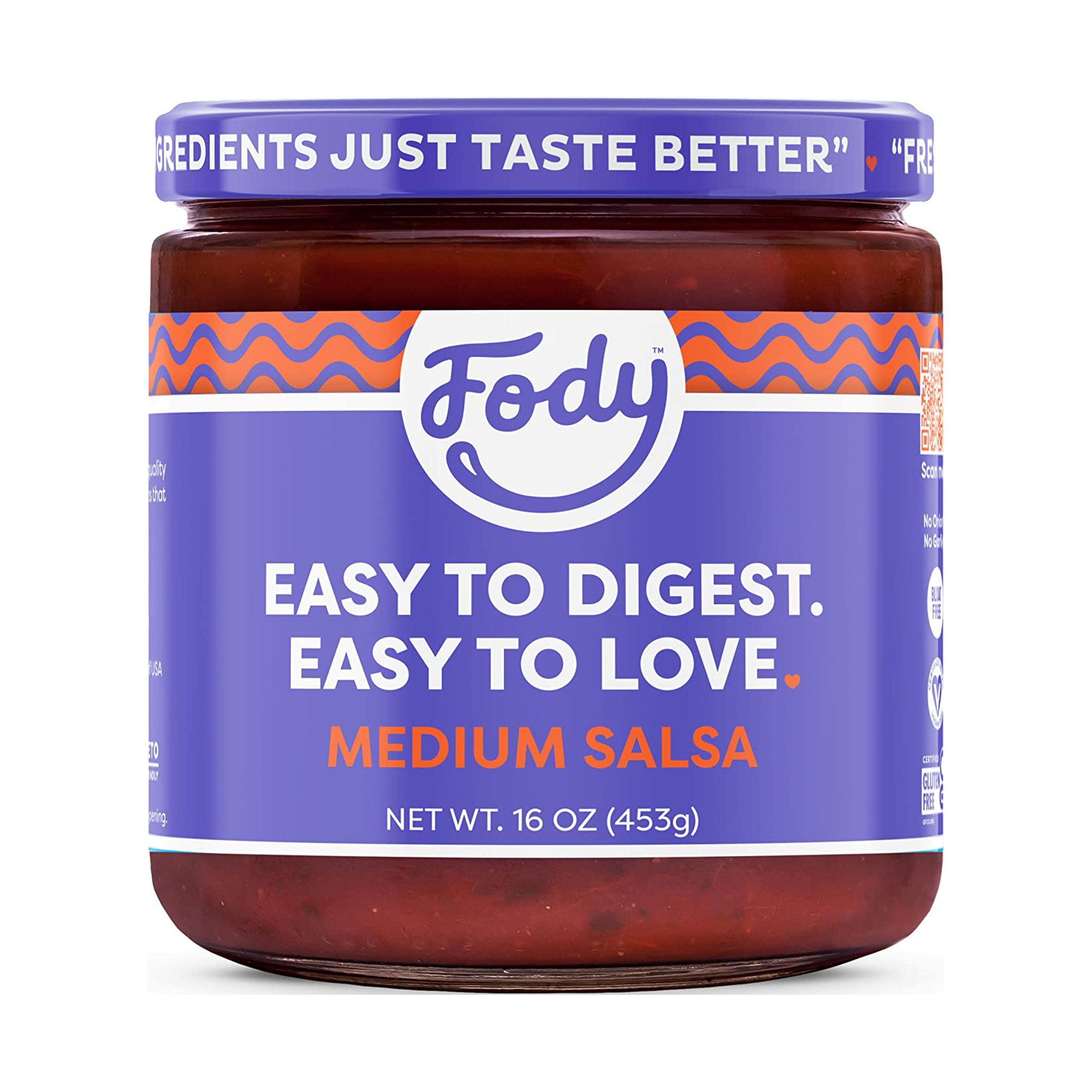 Fody Foods Vegan Medium Salsa, Chunky Tomato Jalapeno Salsa, Low Fodmap Certified, Gut & Ibs ...