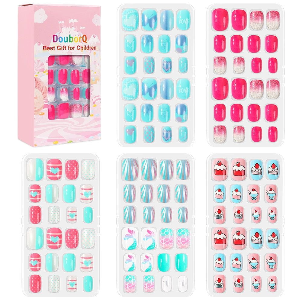 Fofosbeauty 120 Pcs Children Press on Nails Kits Kids Girls False Nails ...