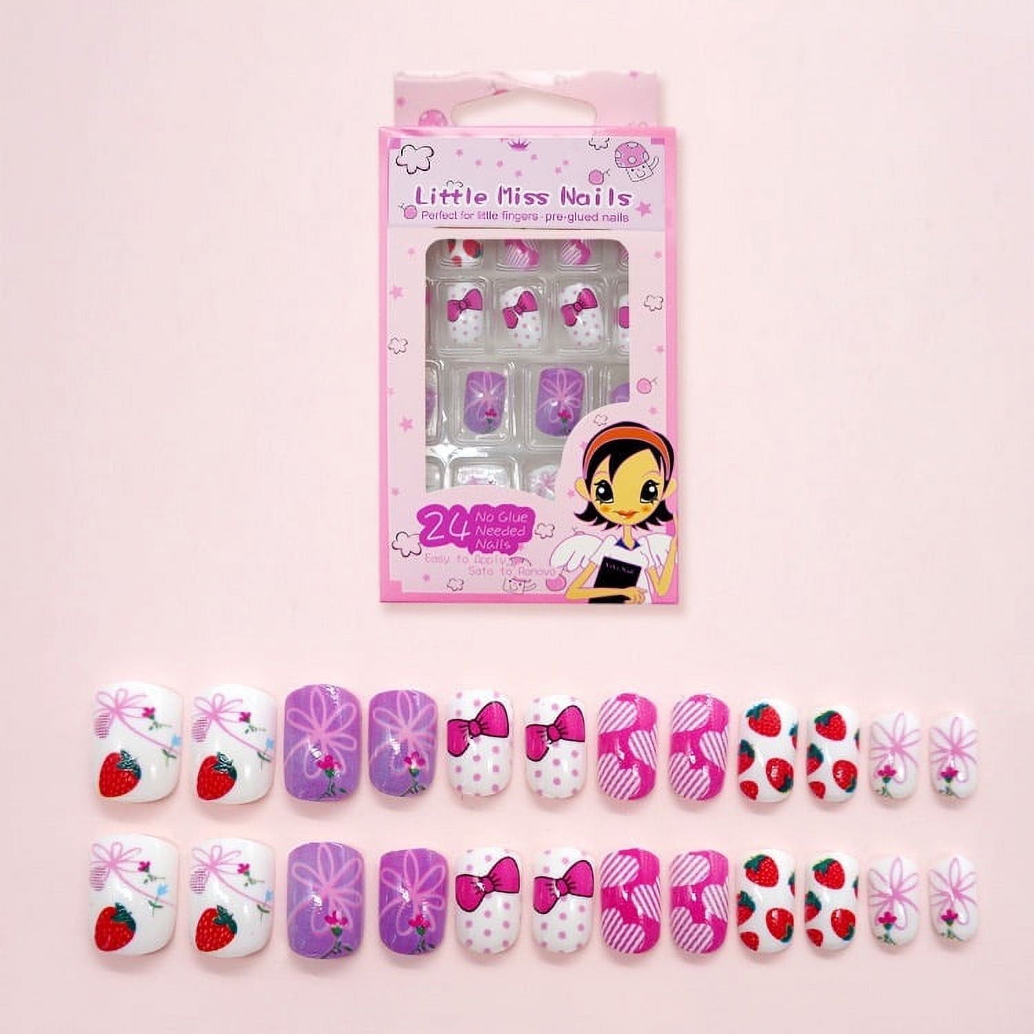 Fofosbeauty 24 PCS Kids Press on Nails for Small Hands Full Cover Short ...