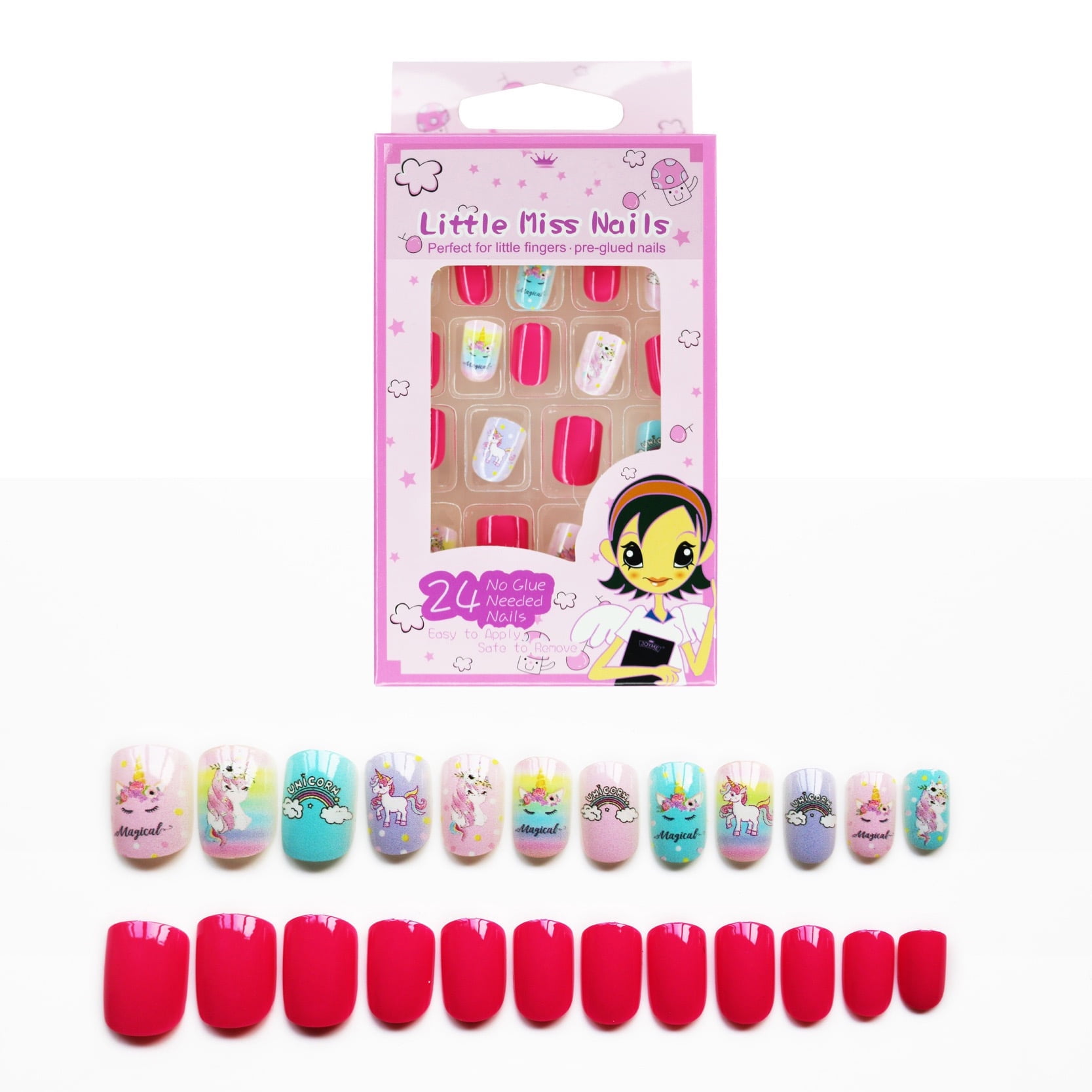 Fofosbeauty 24 PCS Kids Press on Nails for Small Hands Full Cover Short ...