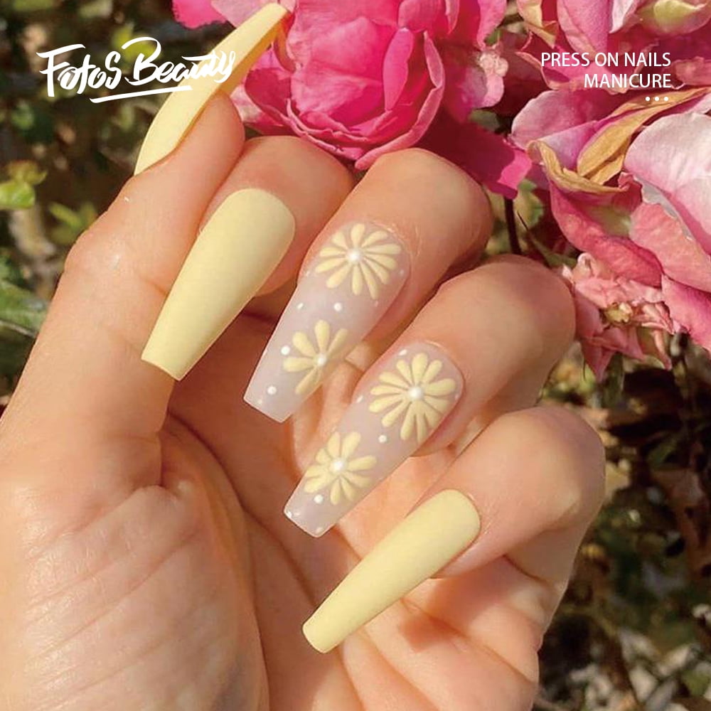 Fofosbeauty 24 pcs Long False Nails, Press-on Nails Designs 2022 ...