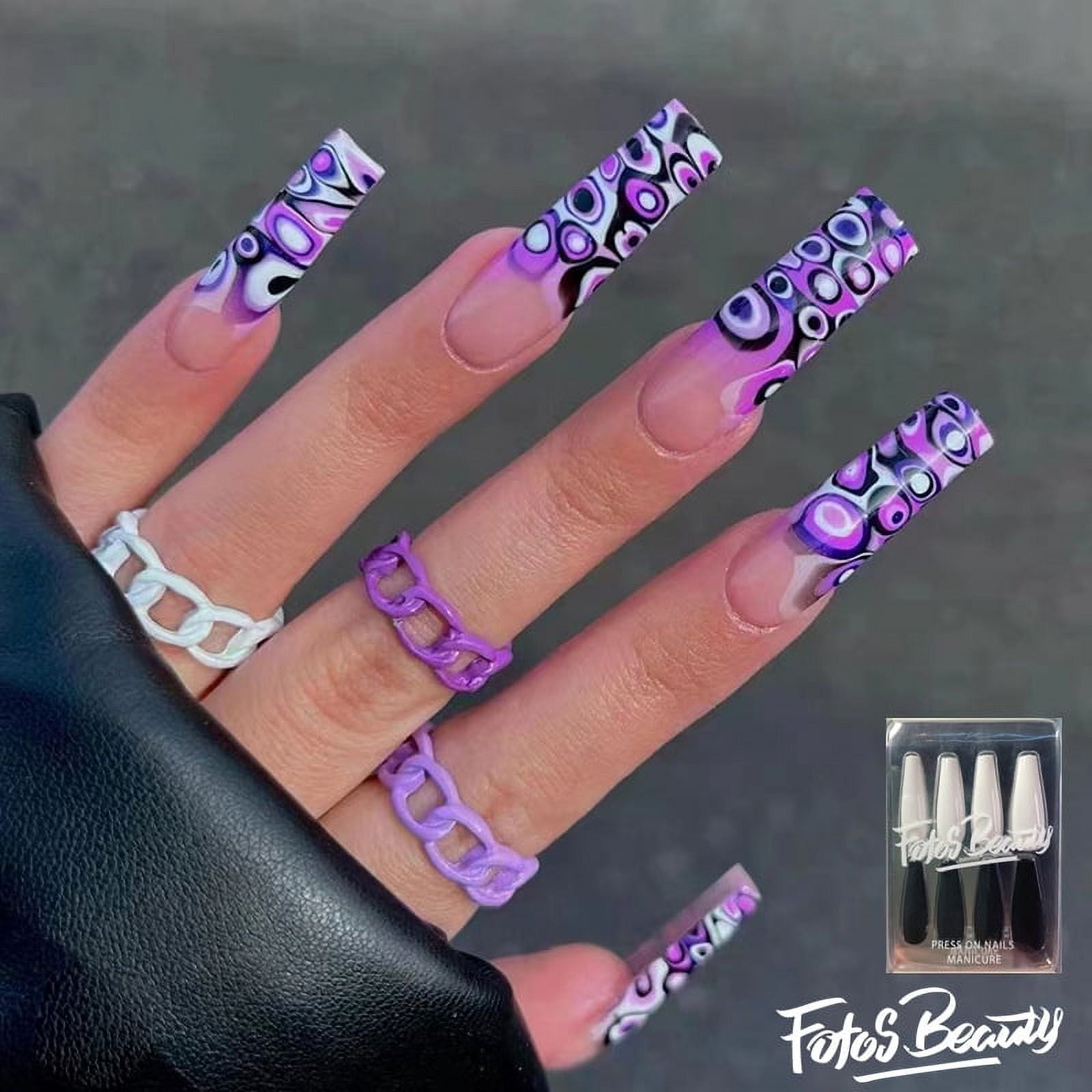 Fofosbeauty 24 pcs Long False Nails, Press-on Nails Designs 2022 ...