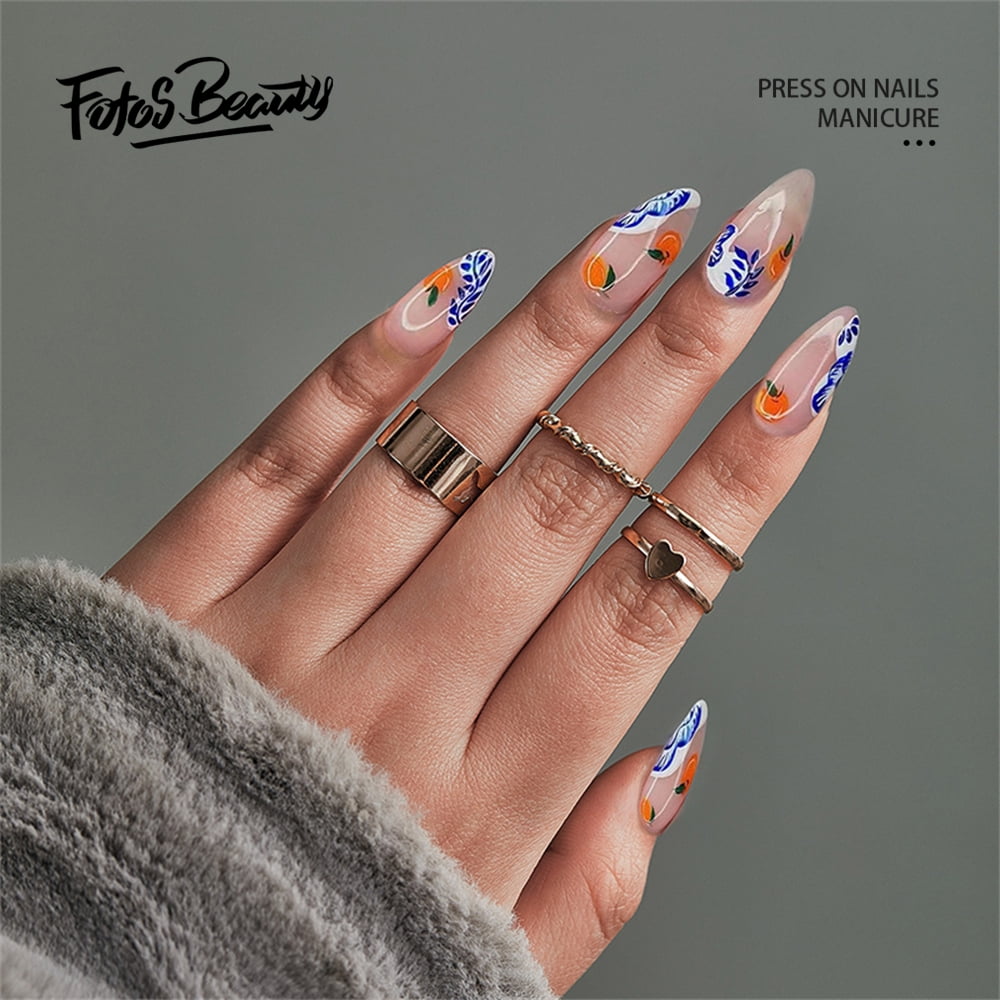 Fofosbeauty 24 pcs Press-on Acrylic False Nails, Nails Tips Designs ...