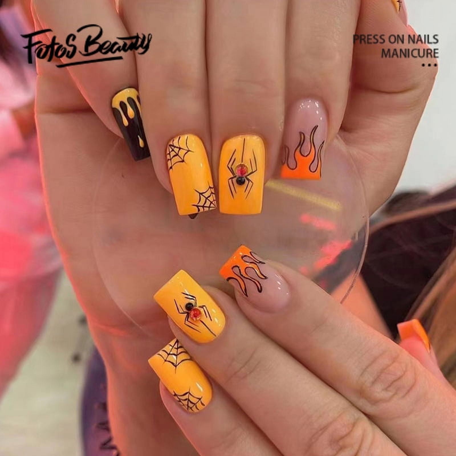 Fofosbeauty 24 pcs Press-on Acrylic False Nails, Nails Tips Designs ...