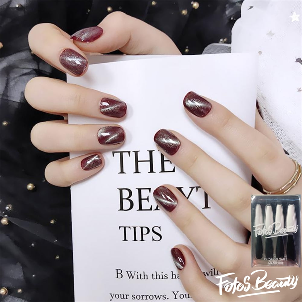 Fofosbeauty 24pcs Press on False Nails, Full Cover Short Fake Nails ...
