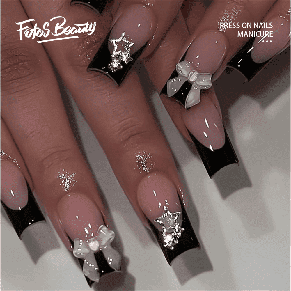 Fofosbeauty 24pcs Press on False Nails, Long Coffin Fake Acrylic Nails ...