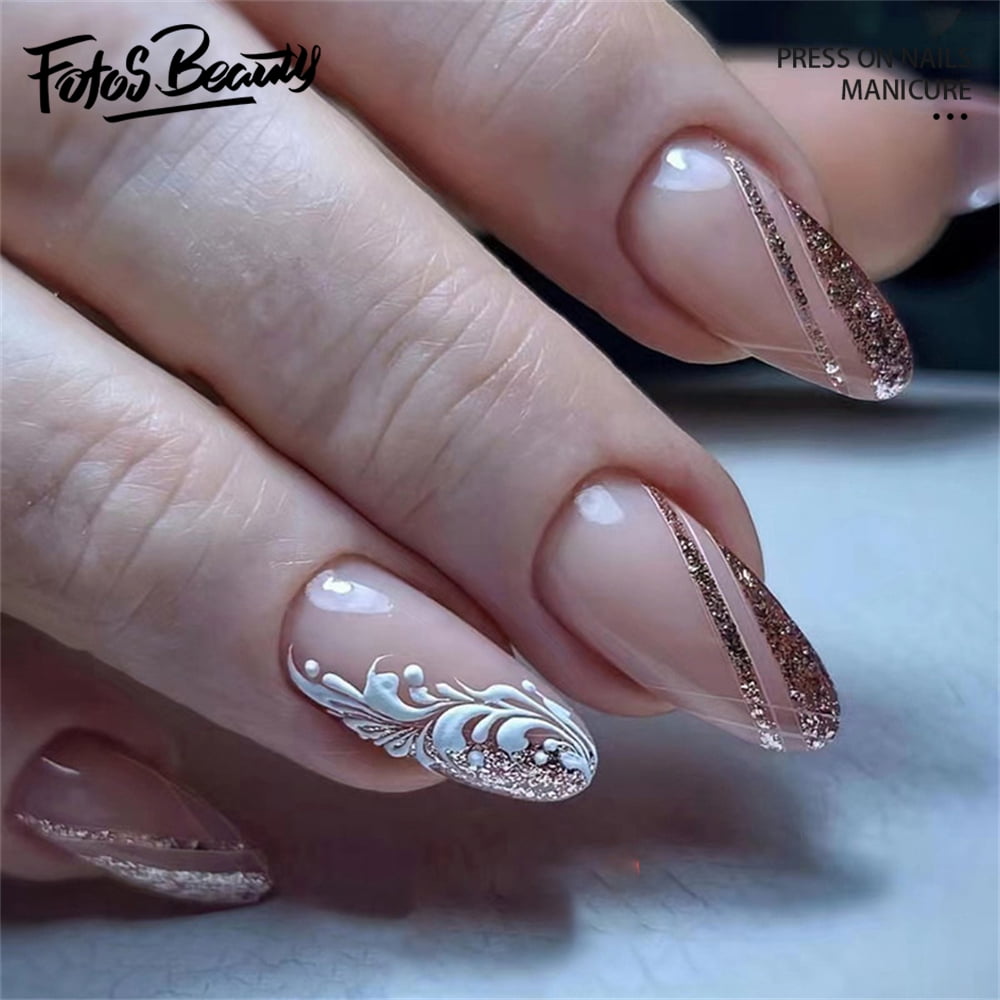 Fofosbeauty 24pcs Press on False Nails Tips, Almond Fake Acrylic Nails ...