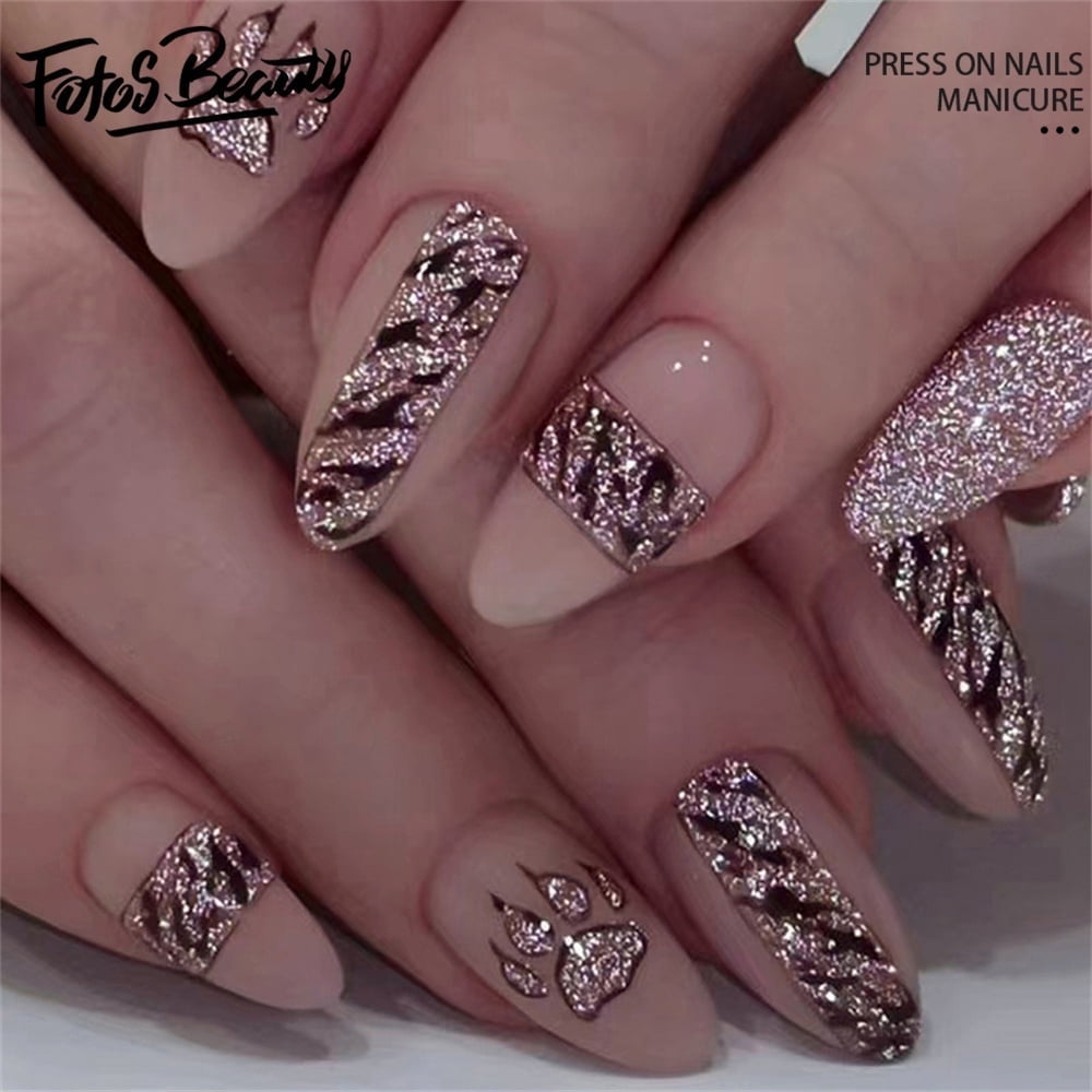 Fofosbeauty 24pcs Press on False Nails Tips, Almond Fake Acrylic Nails ...