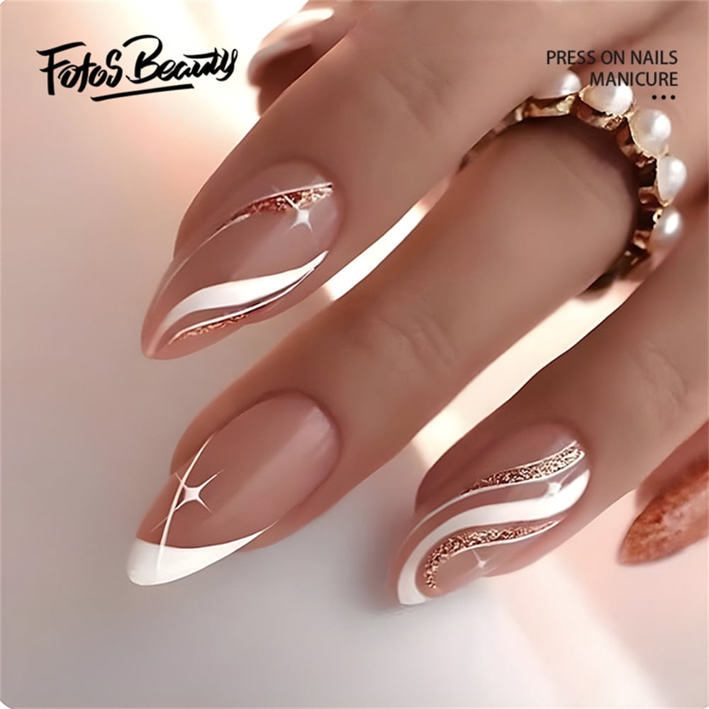 Fofosbeauty 24pcs Press On False Nails Tips, Almond Shape, Shining ...