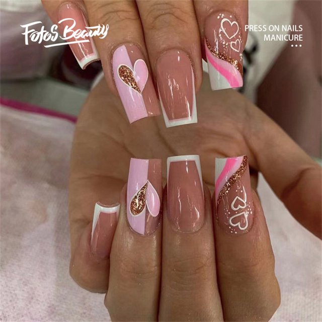 Fofosbeauty 24pcs Press on False Nails Tips,Short coffin Fake Nails ...