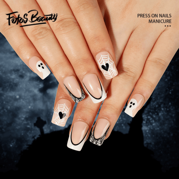 Fofosbeauty 24pcs Press on False Nails Tips, Square Fake Acrylic Nails ...