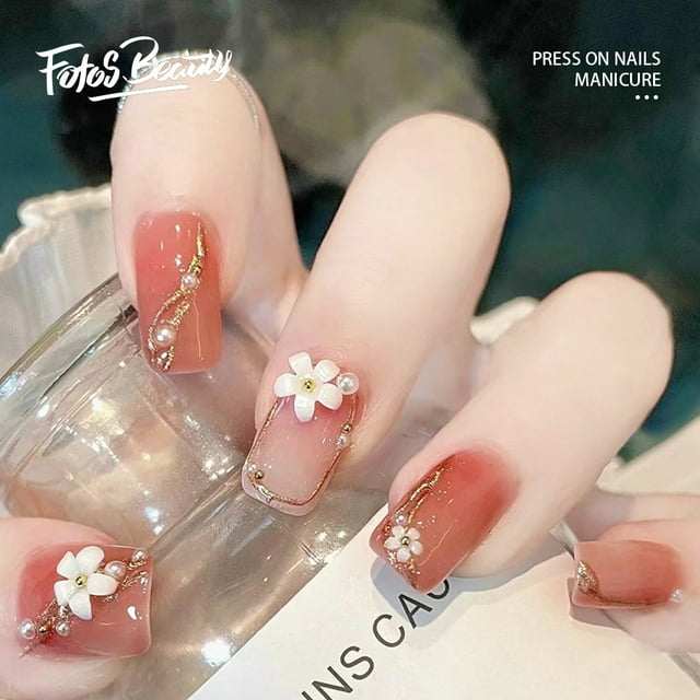 Fofosbeauty 24pcs Press on False Nails Tips, Square Fake Nails, Square ...