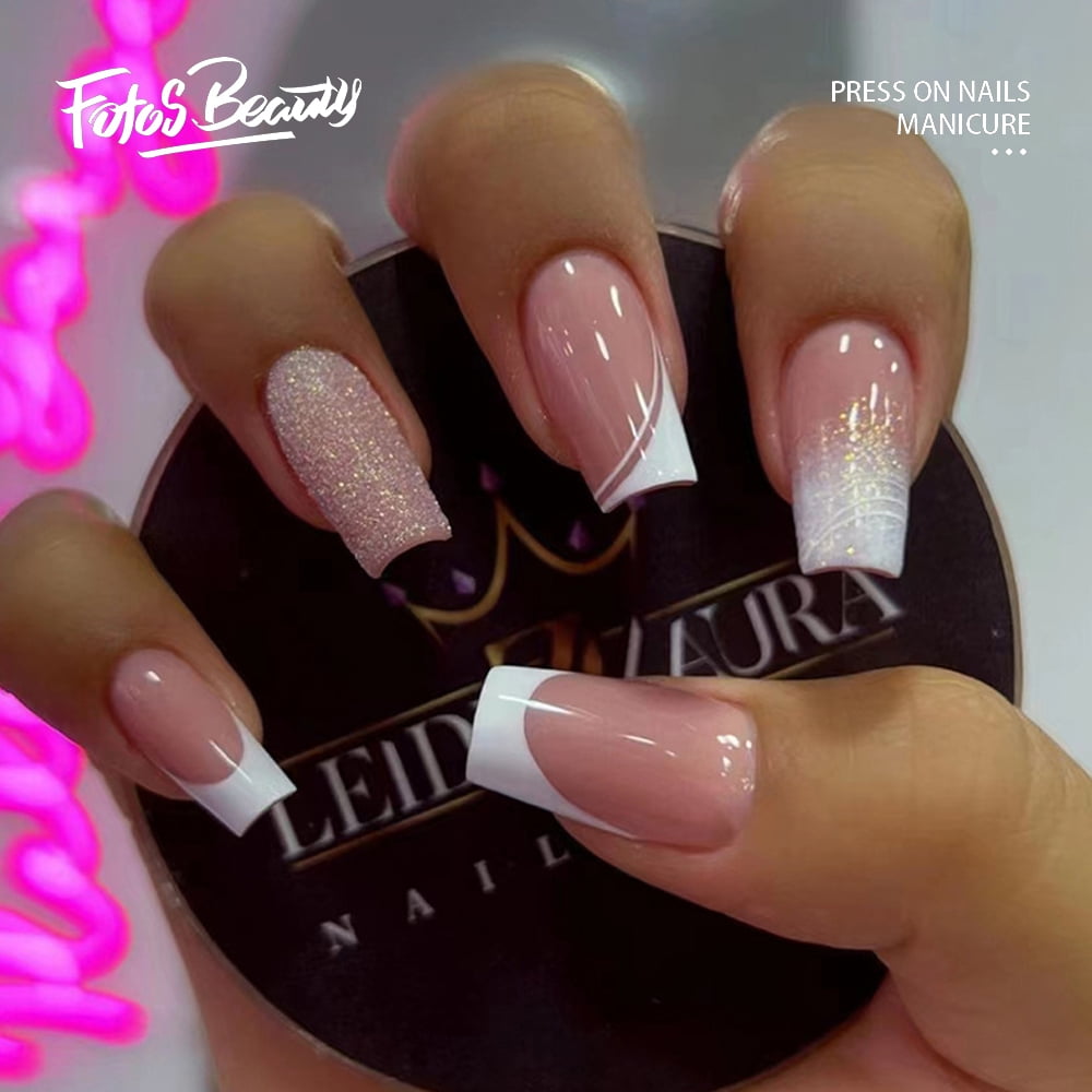 Fofosbeauty 24pcs Press on False Nails Tips, Square Fake Nails, Square ...