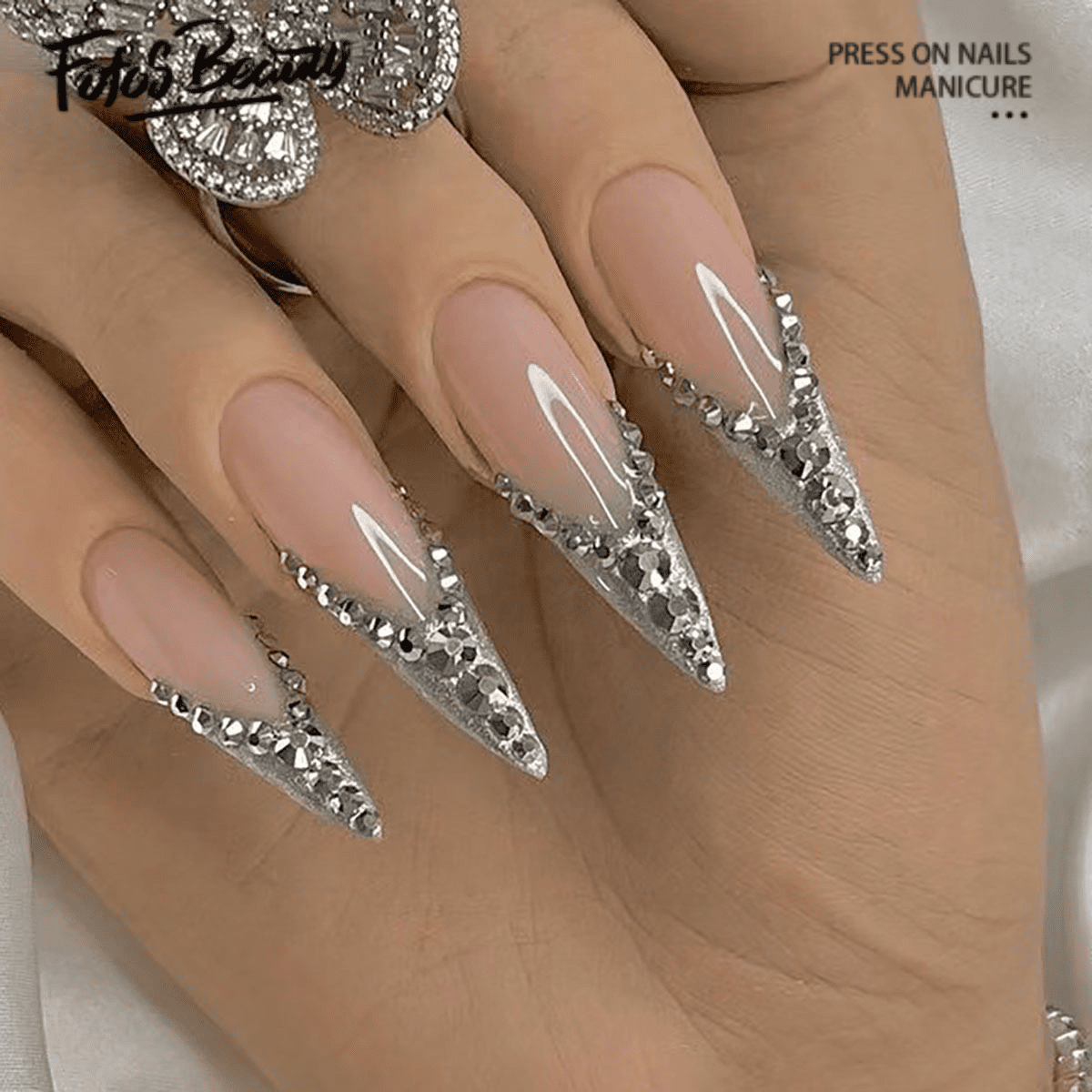 Fofosbeauty 24pcs Press on False Nails, Stiletto Acrylic Tips, French ...