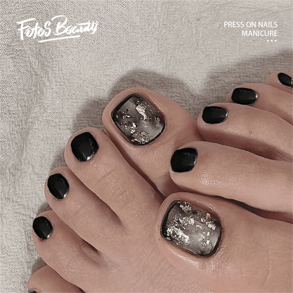 Fofosbeauty 24pcs Press on False Toe Nails Tips,Square Toe Fake Nails ...