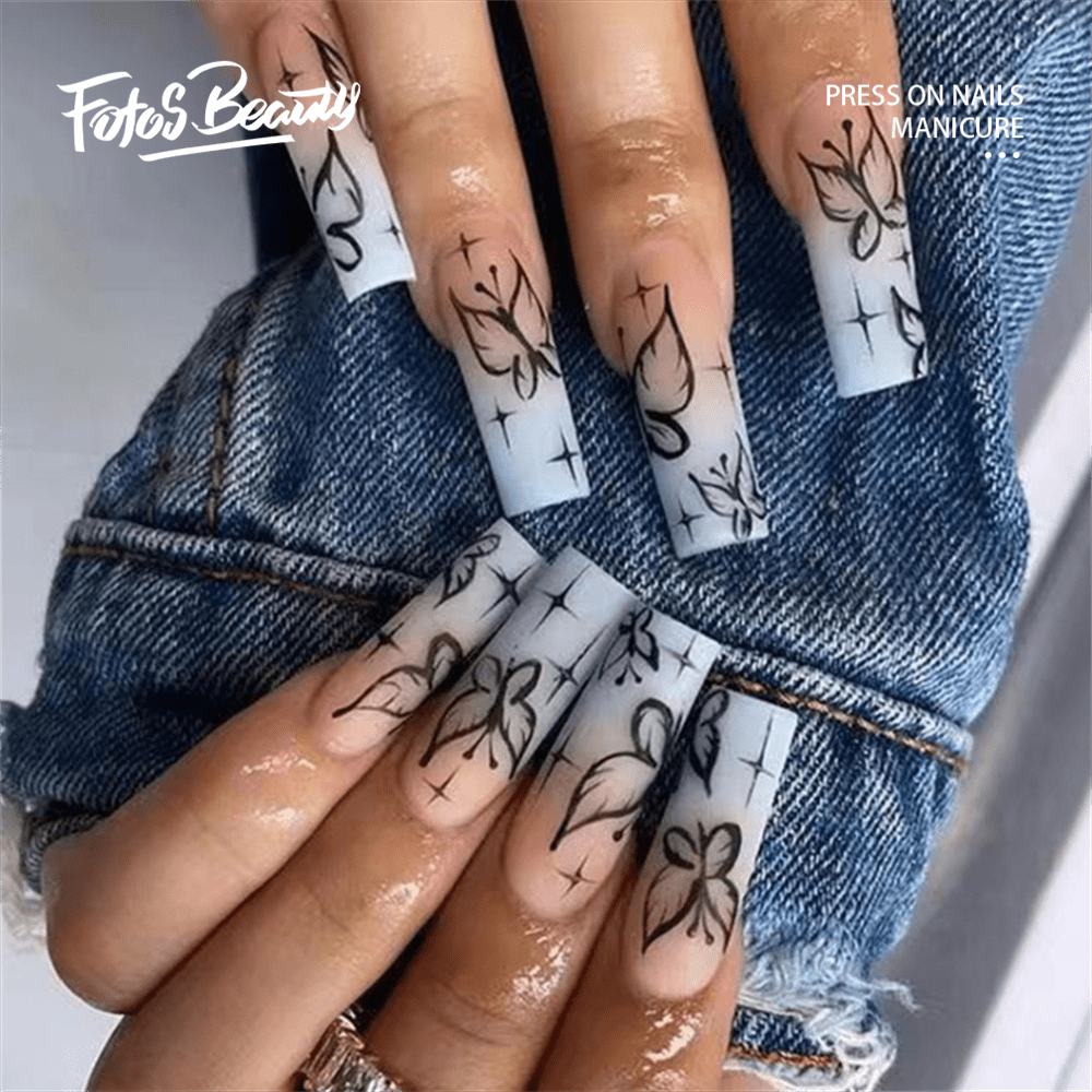 Fofosbeauty 24pcs Press on Nails, 2024 Fake Nails Coffin Tips Design ...