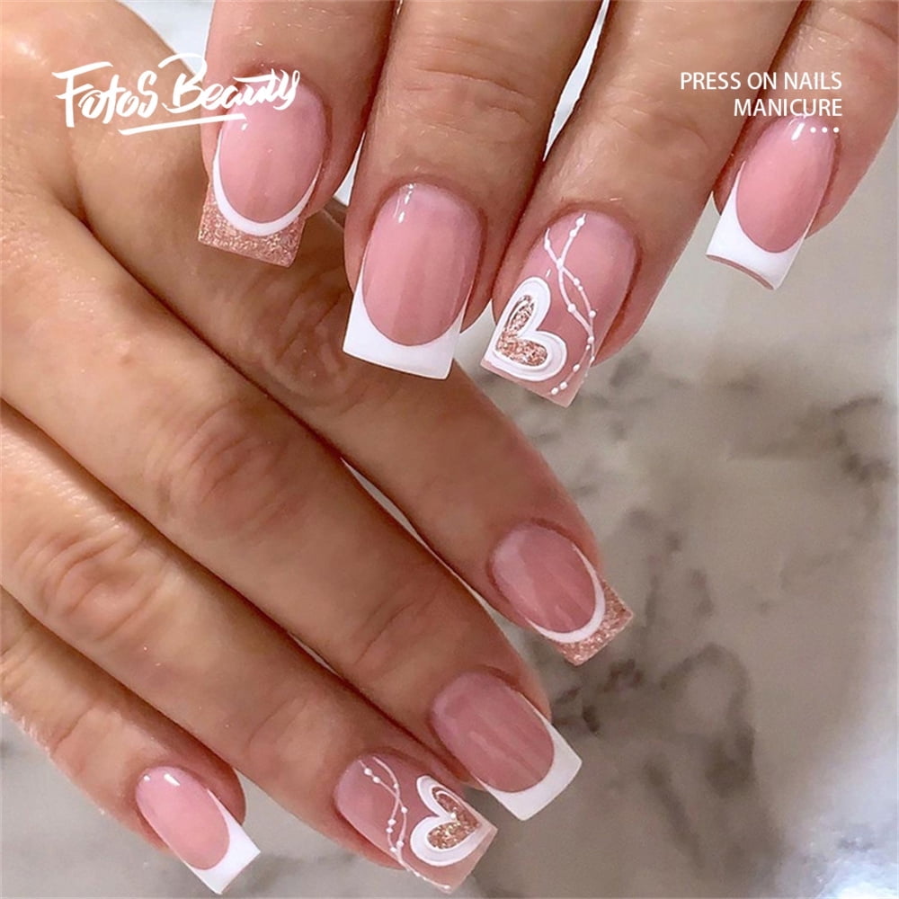 Fofosbeauty 24pcs Press on Nails, 2024 Fake Nails Short Coffin Tips ...
