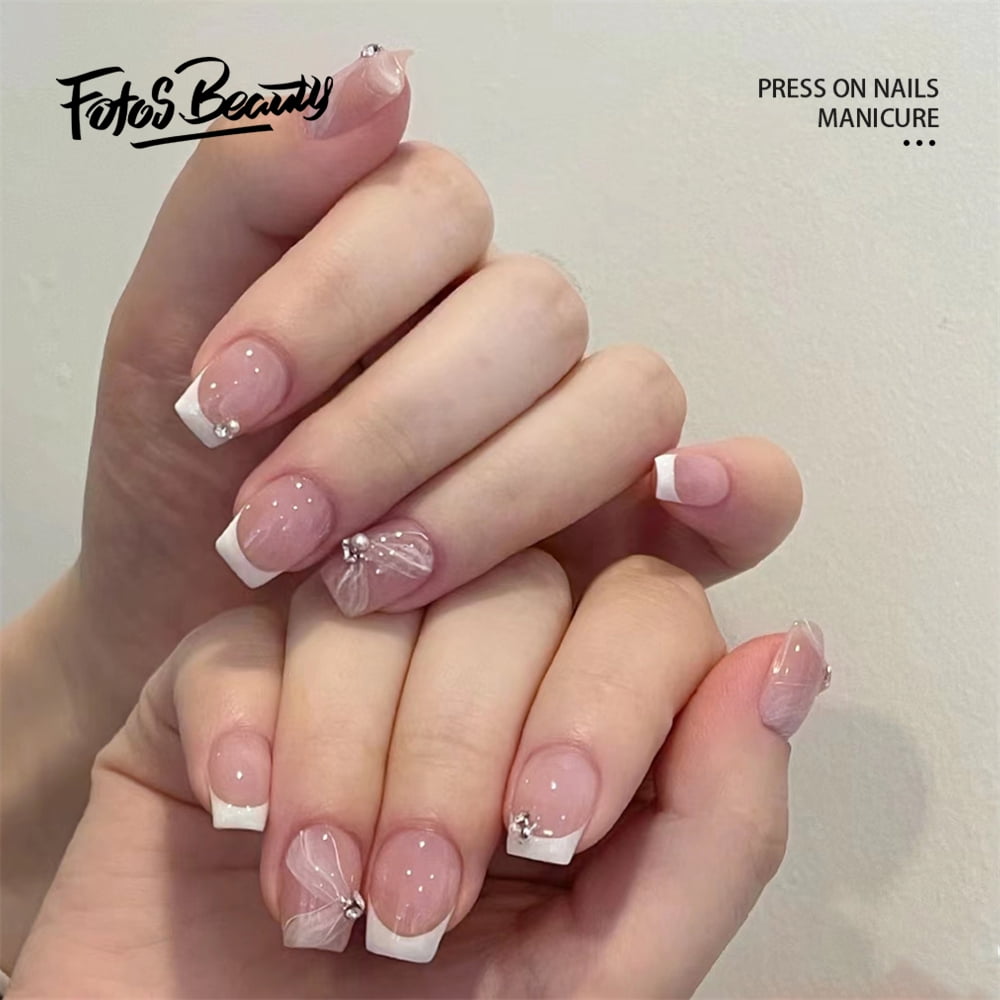 Fofosbeauty 24pcs Press on Nails, 2024 Fake Nails Short Coffin Tips ...