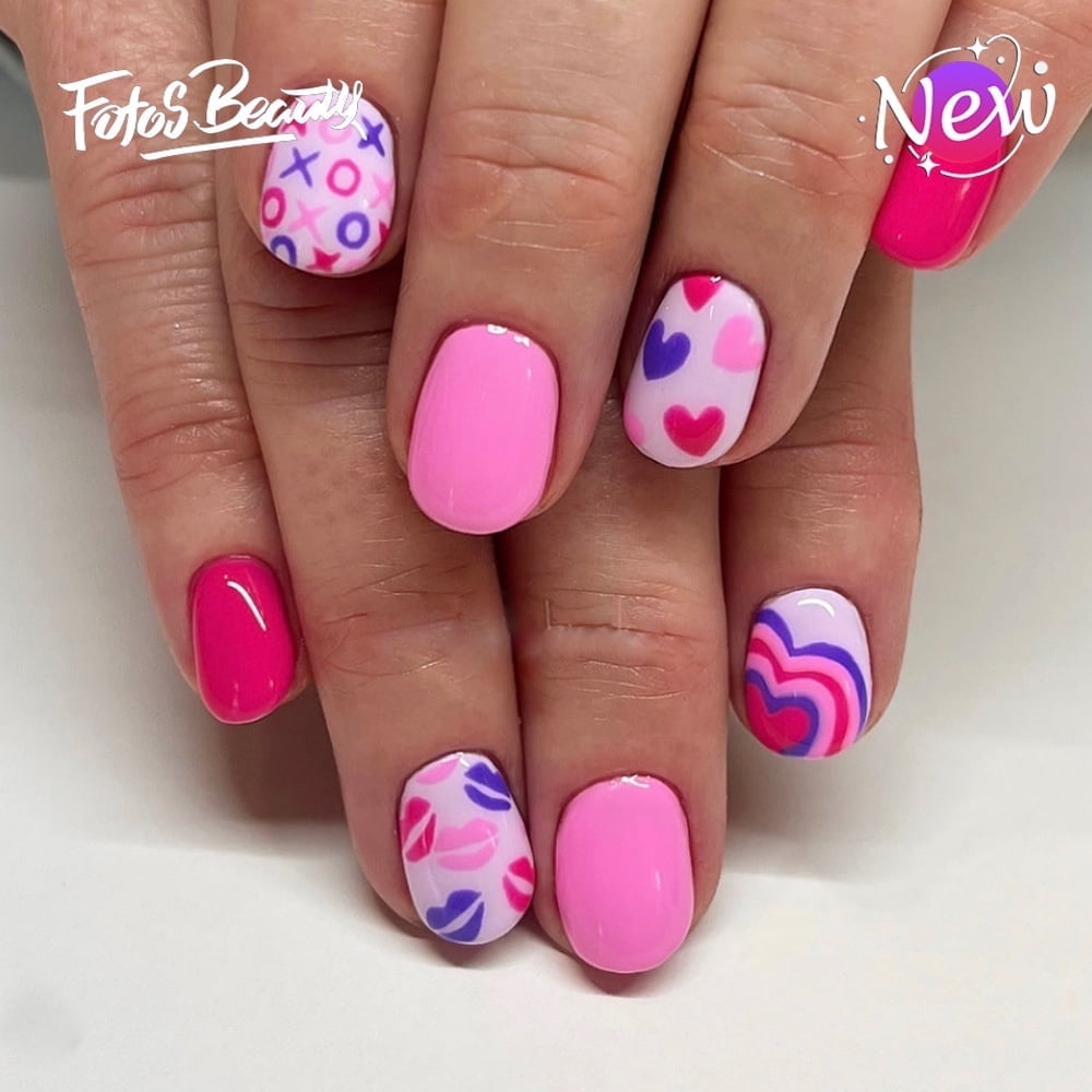 Fofosbeauty 24pcs Press on Nails, Valentine's Day Acrylic Fake Nails ...