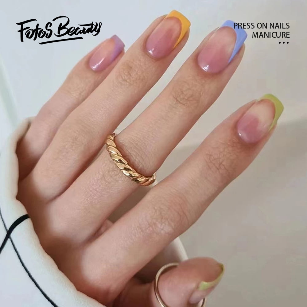 Fofosbeauty 24pcs Square Fake Press-on Nails for Girls Womens, Square ...