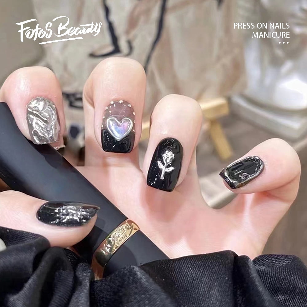 Fofosbeauty 24pcs Square Fake Press-on Nails for Girls Womens, Square ...