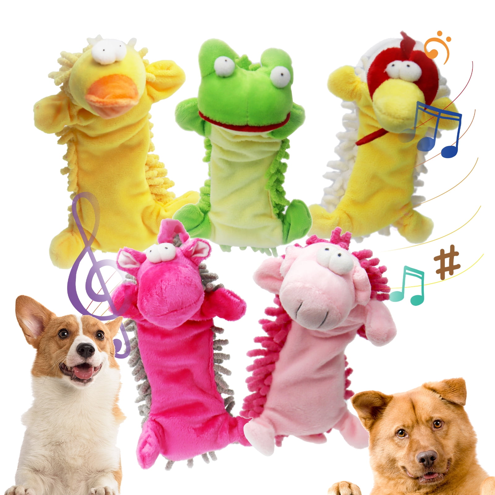 Pet Removal Boredom Stripes Animals Shapes Squeaky Plush Chew Toys for ...