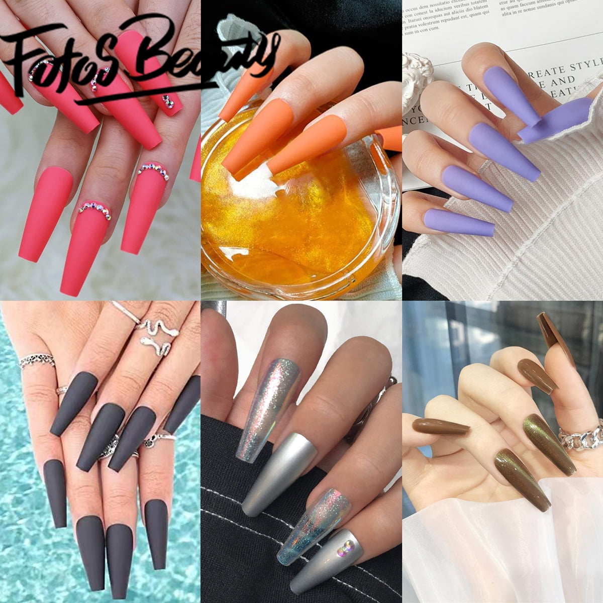 Fofosbeauty 6 Packs(144pcs) Press on Nails, Clip-on Acrylic Nails for ...