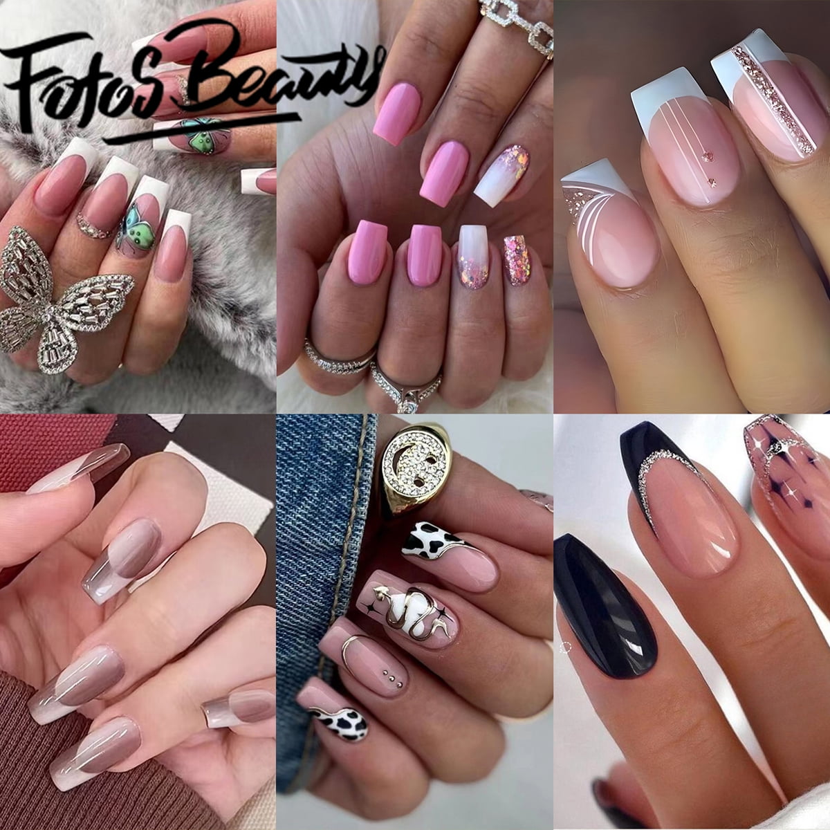 Fofosbeauty 6 Packs(144pcs)Press on Nails, Clip-on Acrylic Nails for ...