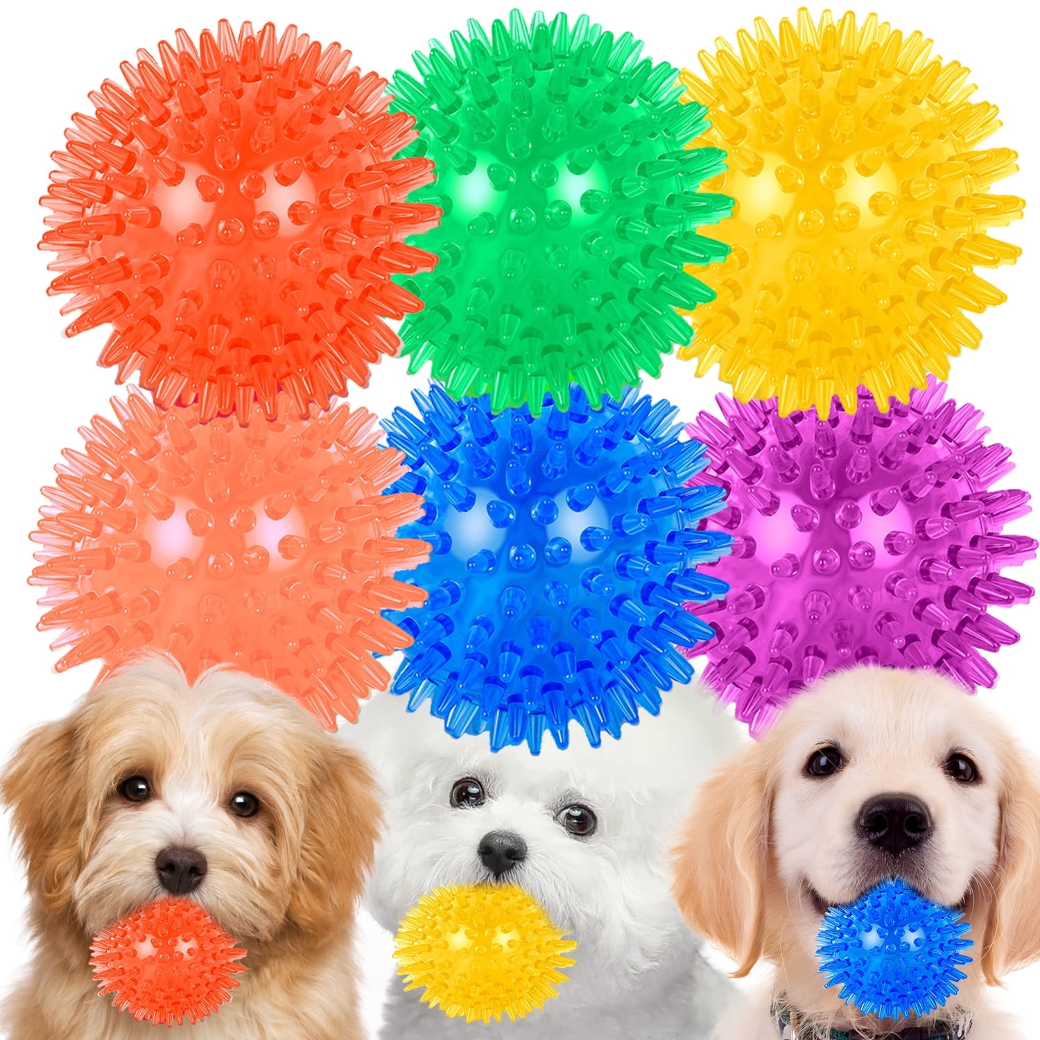 Fofosbeauty 6 Pack Squeaky Dog Toy Balls, Floating Pool Balls, Spiky ...