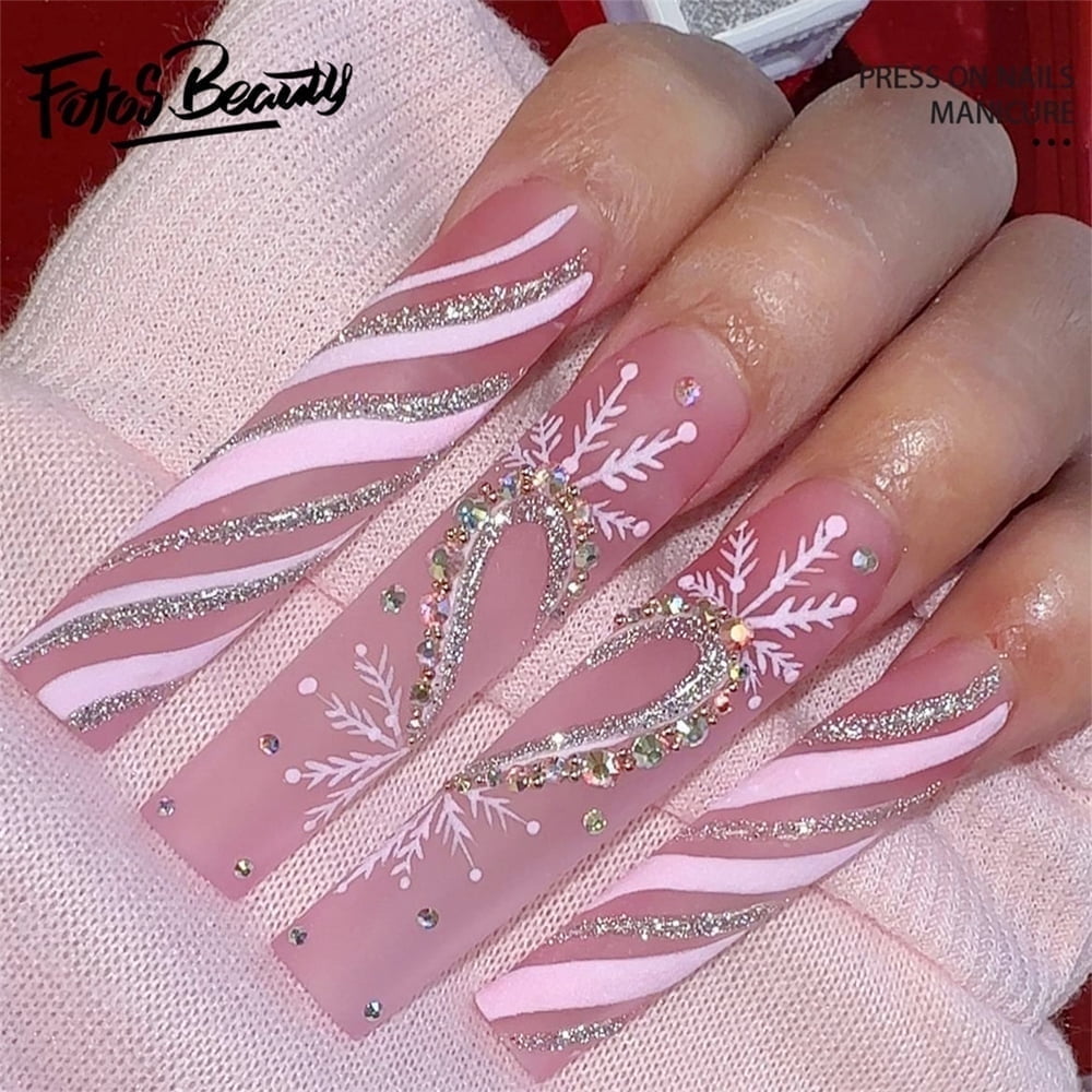 Fofosbeauty Christmas Nails 24pcs Press on False Nails Tips, Coffin ...