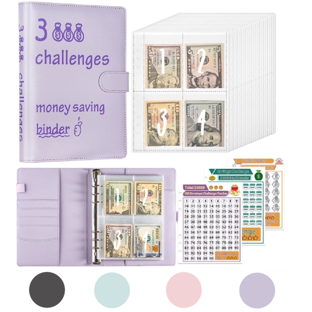 Fofosbeauty Purple A5 Budget Binder with 100 Cash Envelopes with ...
