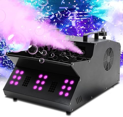 Fog Bubble Machine 3000W Smoke Machine with 18 RGB LED Lights DMX Stage ...