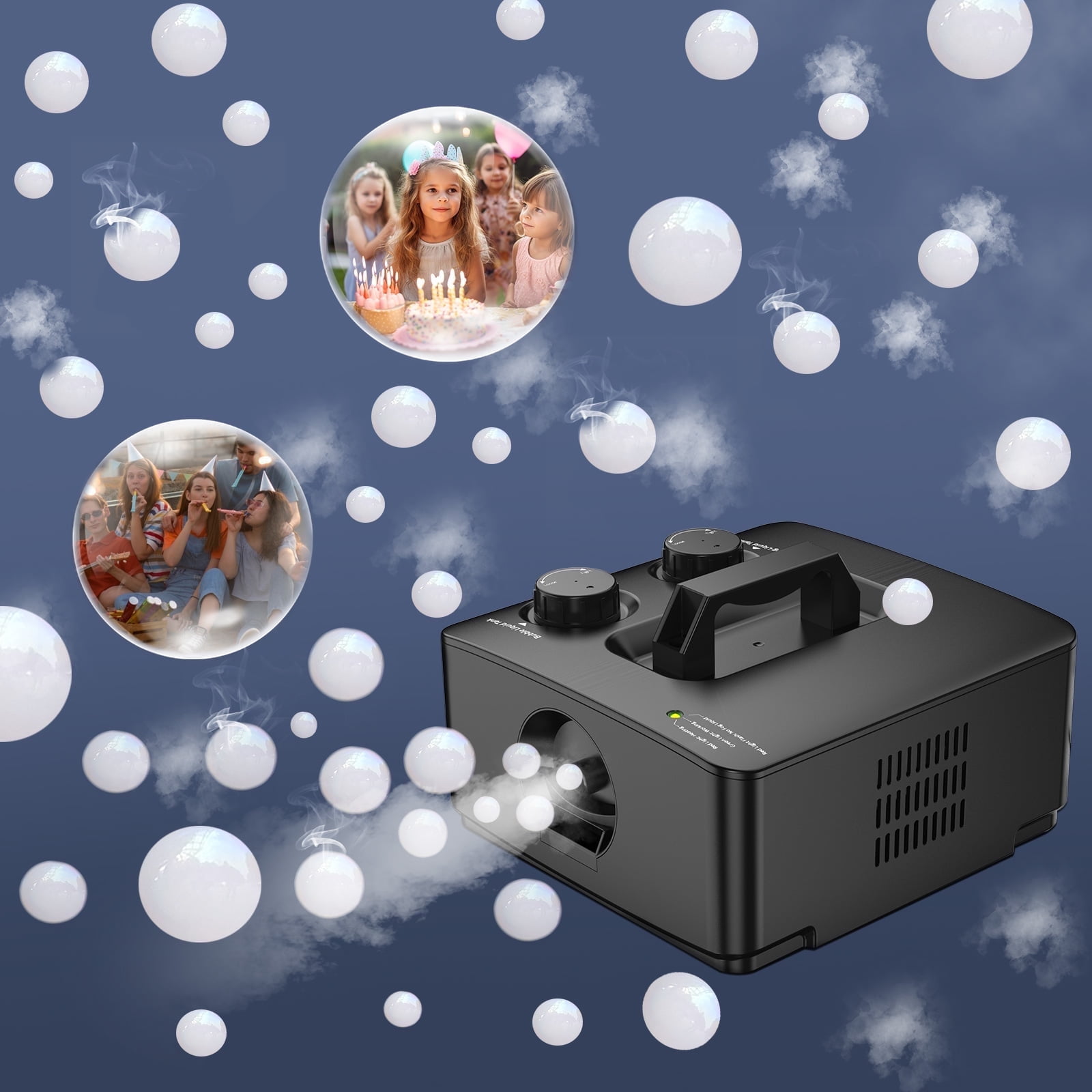 Fog Bubble Machine, No Spill Smoke Bubble Maker, 350W Bubble Fog Machine, 8000+ Fog Bubbles Per ...