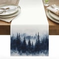 Fog Forest Cotton Linen Table Runner Abstract Spring Dark Black Forest ...