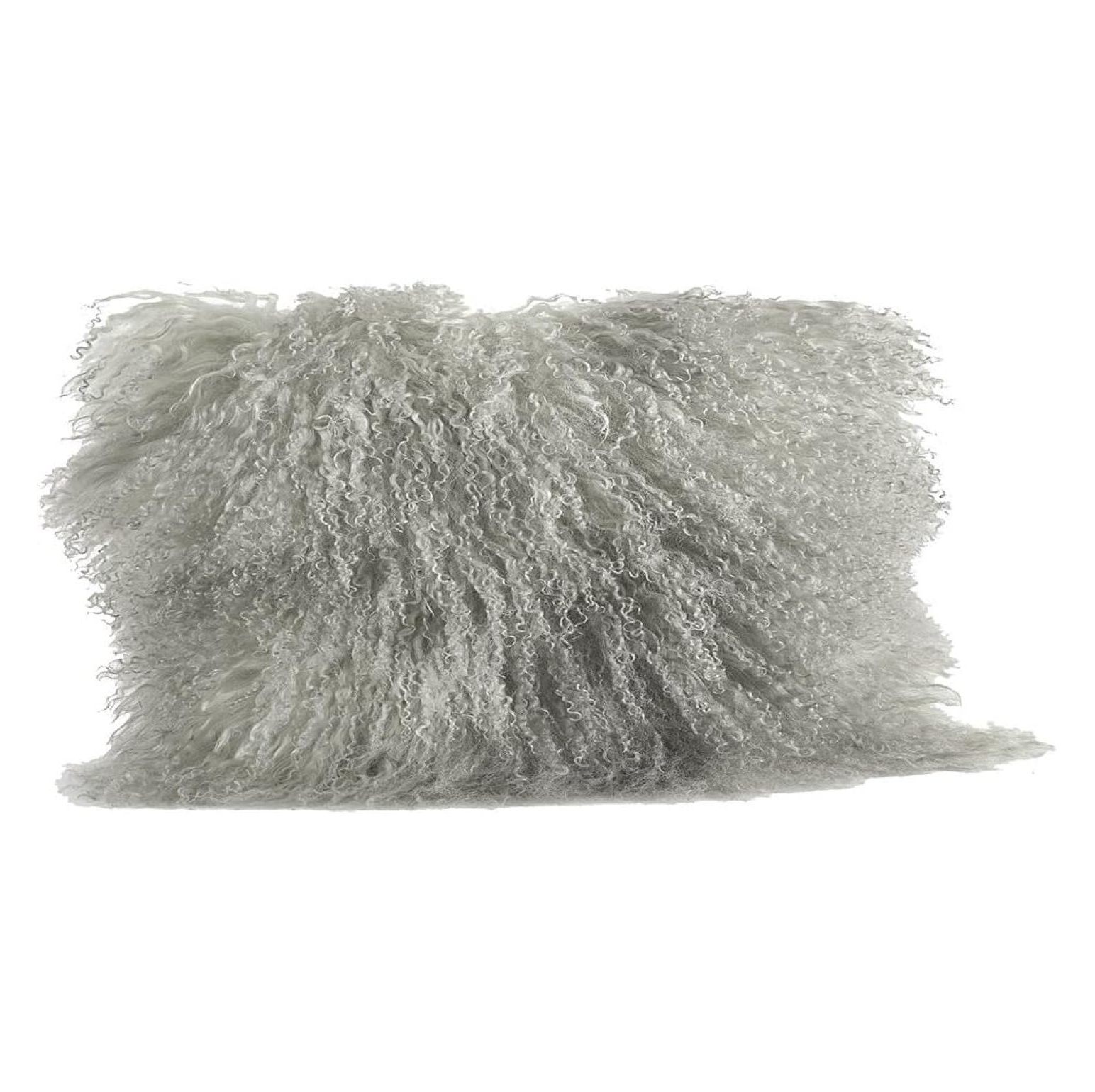 Fog Grey Color Real Mongolian Lamb Fur Pillow, Filled. 12 Inch X 20 ...