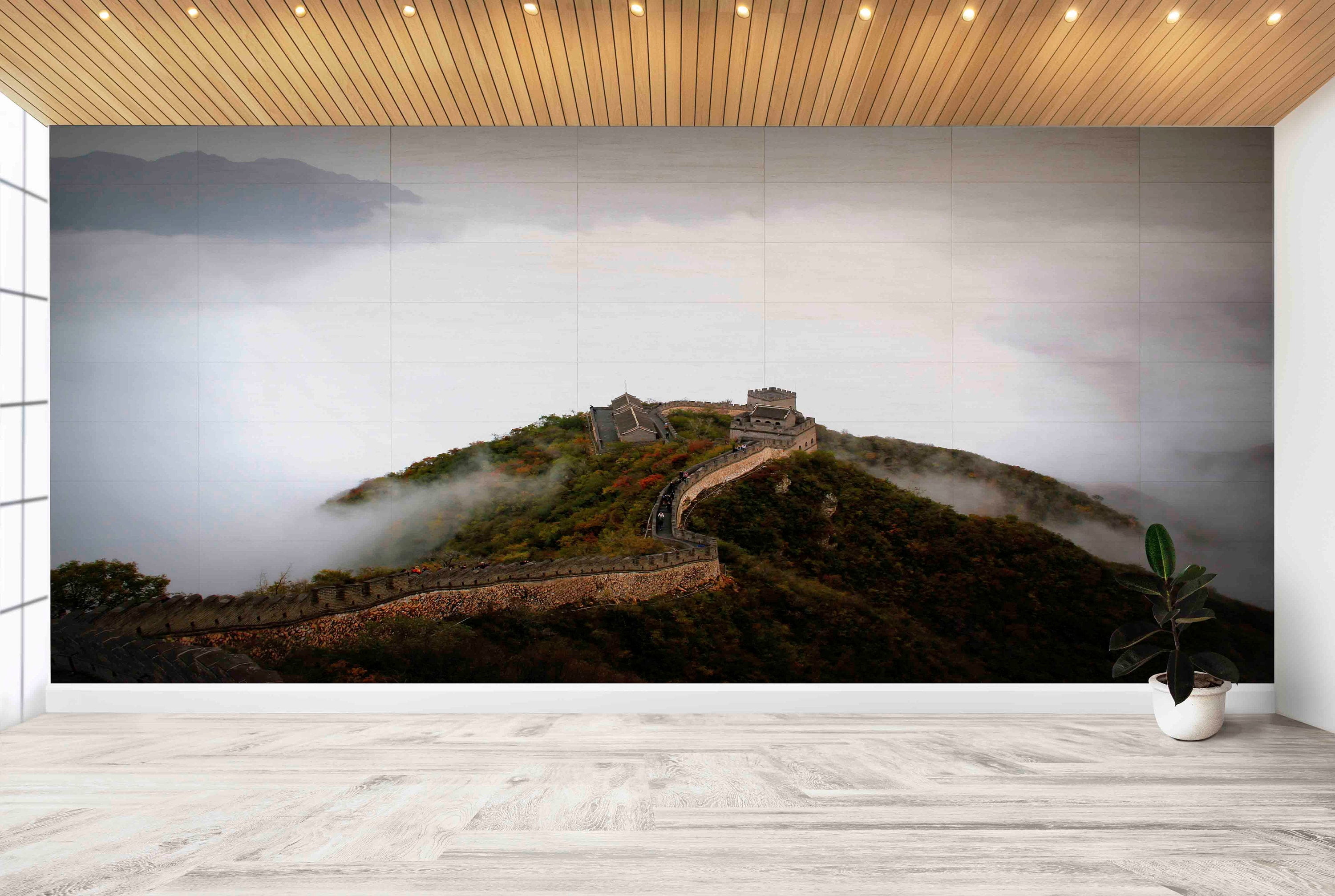 Fog Landscape Wall Decor, 3d Wallpaper, Custom Wallpaper, Great Wall of ...