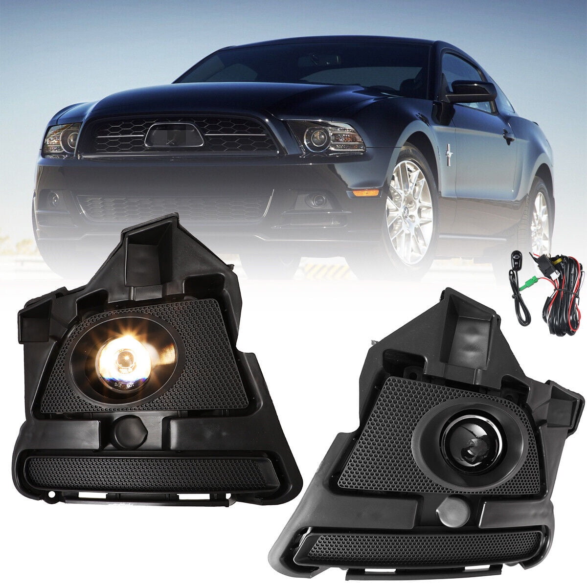 Fog Lights Assembly for 2013-2014 Ford Mustang HD Clear Lenses Fog ...