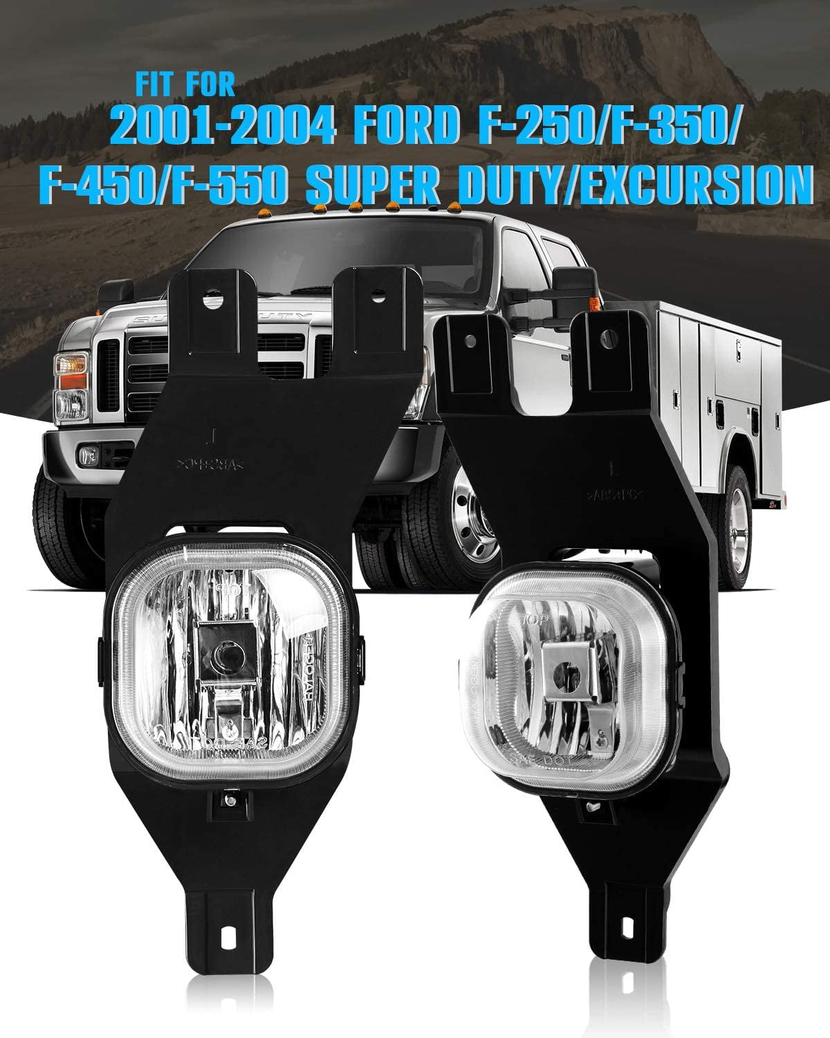 Fog Lights Compatible with 01-04 FORD F250 350 450 550 SUPER DUTY/01-04 ...