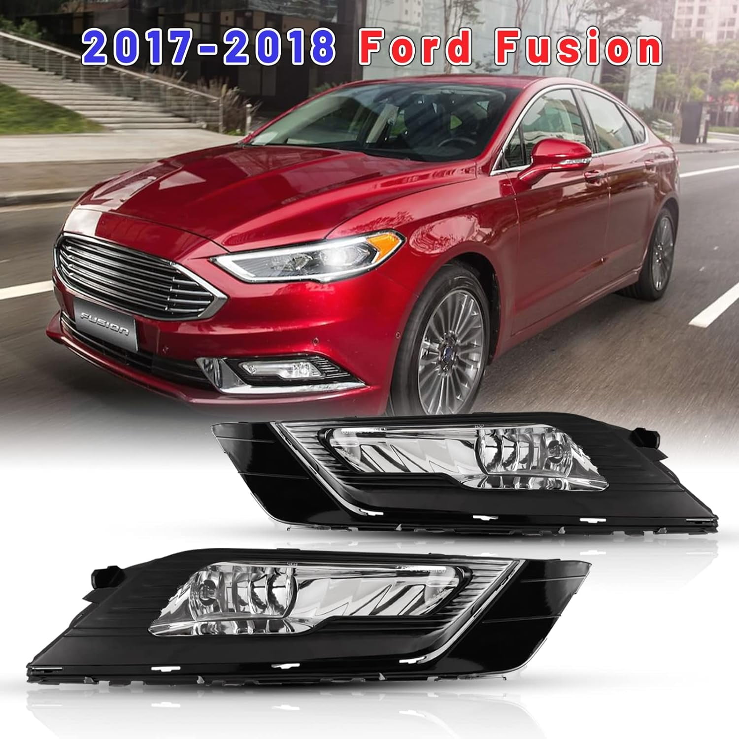Fog Lights for 2017-2018 Ford Fusion Bumper Driving Lamp w/Wiring Kit ...