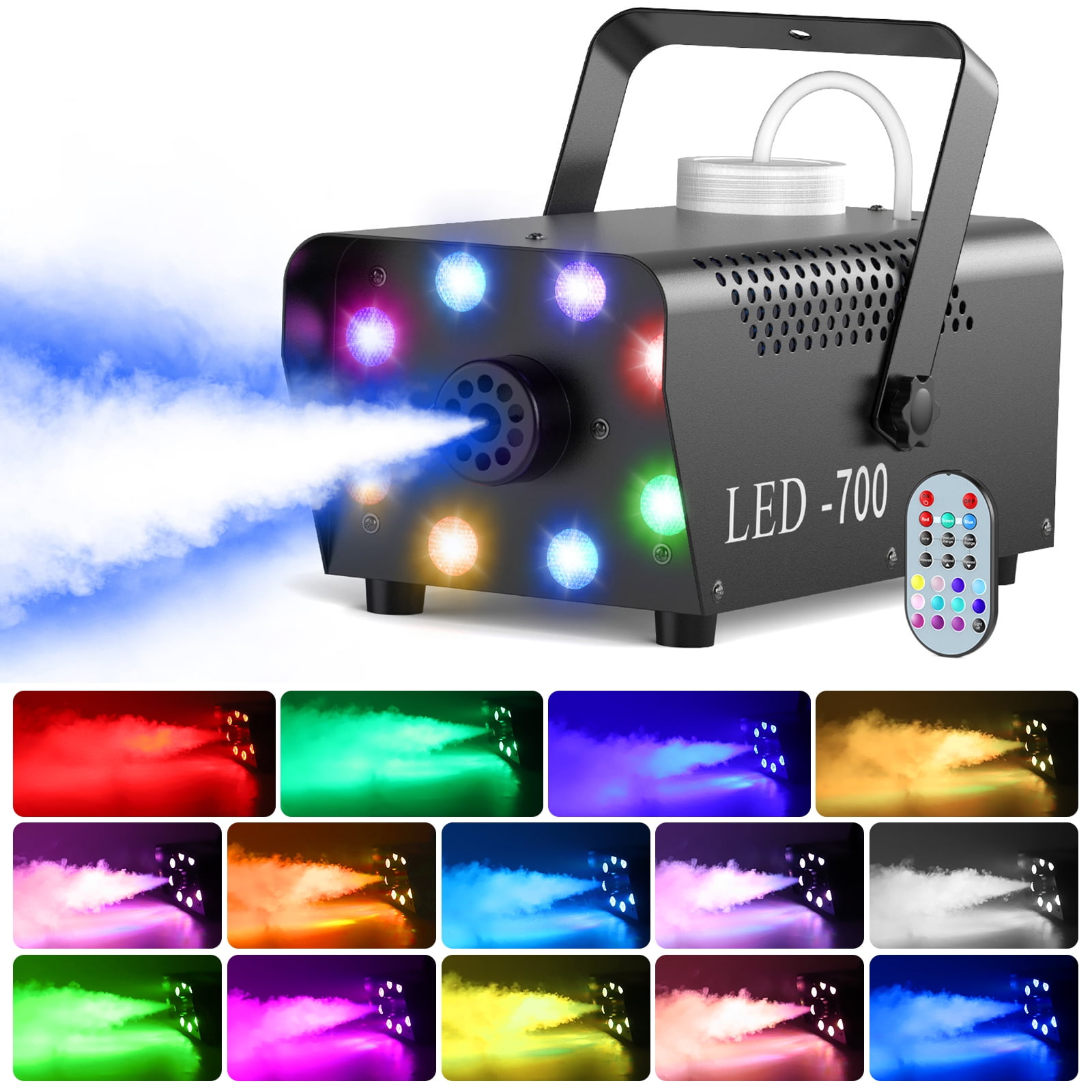 JAJALUYA 700W Fog Machine, 15 Color RGB LED Light Effects, 3000CFM ...
