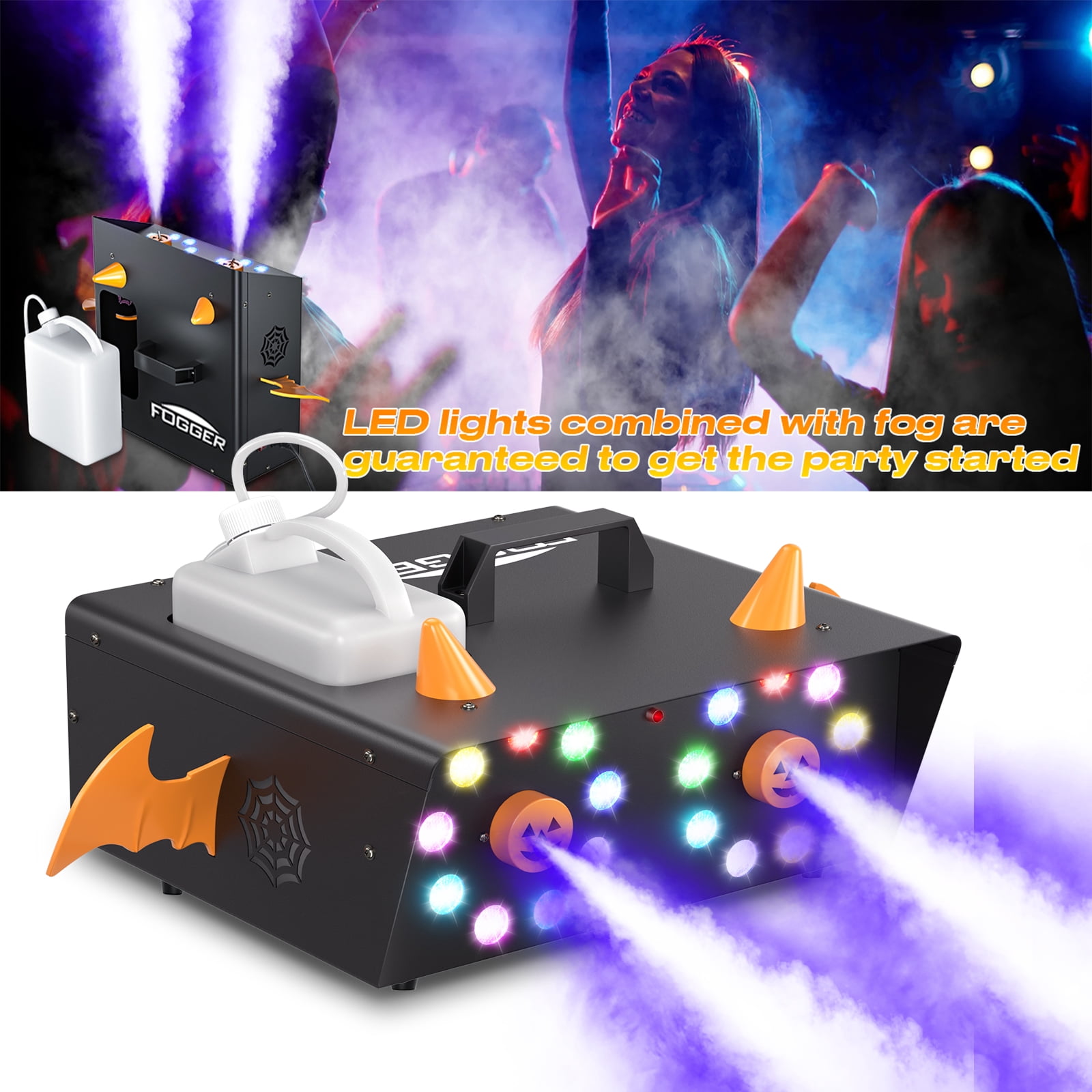 Fog Machine,1500W Smoke Machine with 17 Lighting Effect 18 LED Lights ...