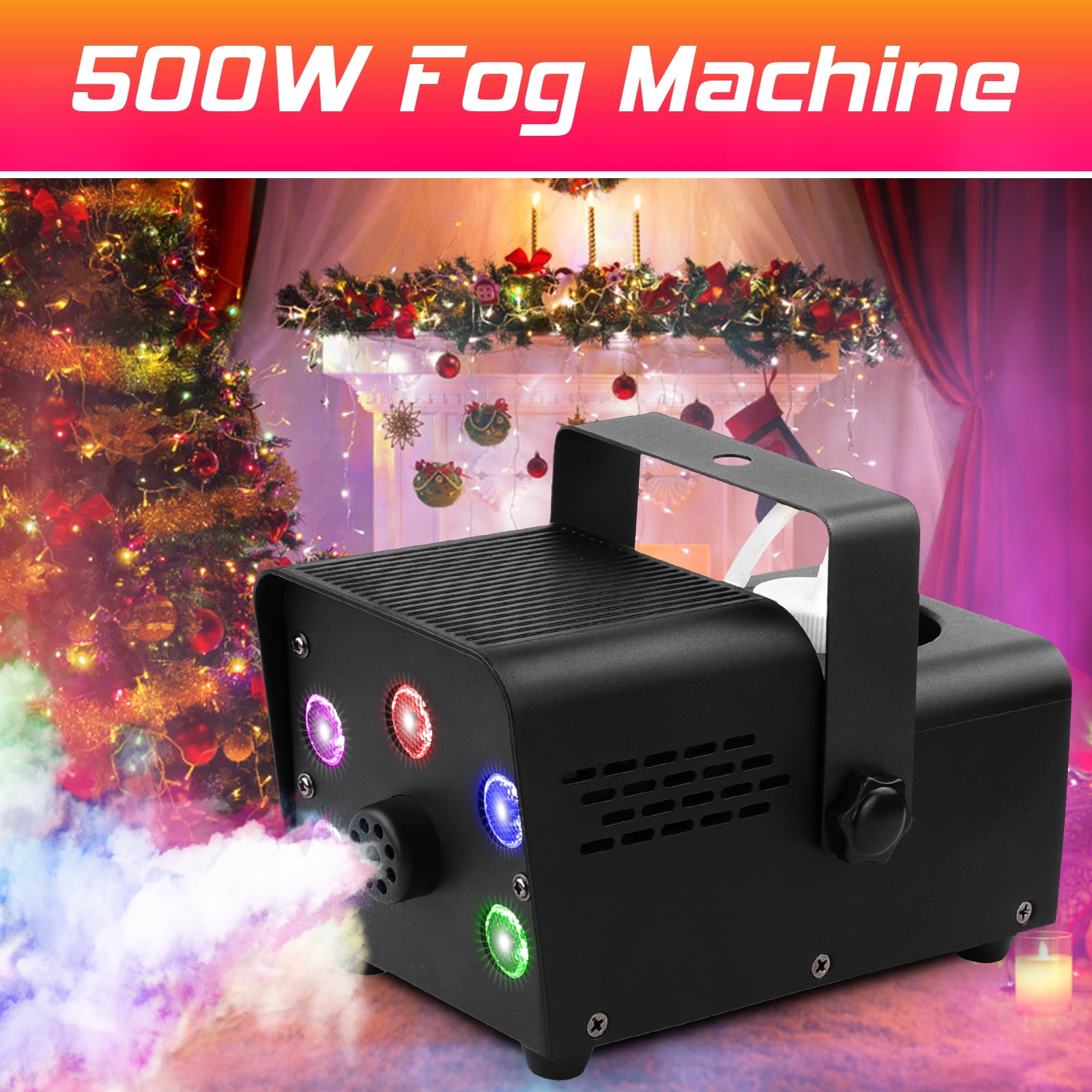 Fog Machine 500W 2000 CFM Huge Fog and Wireless Remote Control RGB ...