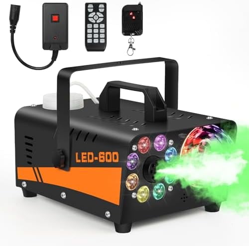 Fog Machine Halloween Outdoor, Smoke Machine with Disco Ball Lights ...