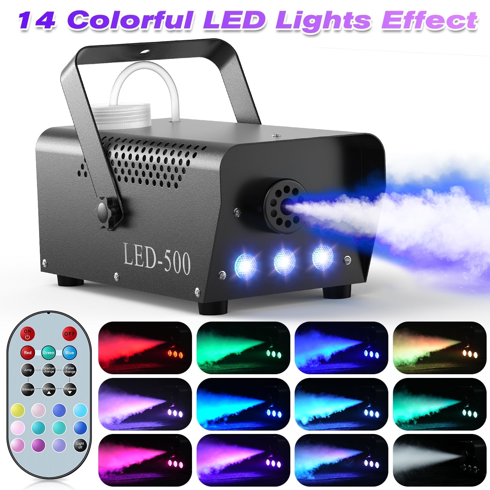 Fog Machine with RGB LED Lights,500W Three-in-one Smoke Machine Fogger ...