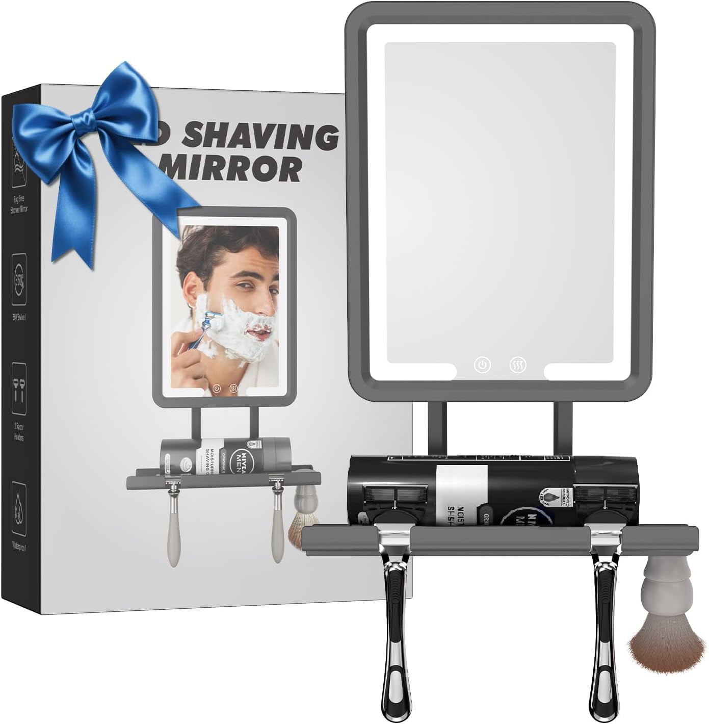 Fog Shower Mirror including storage solution Tray & Razor Holders ...