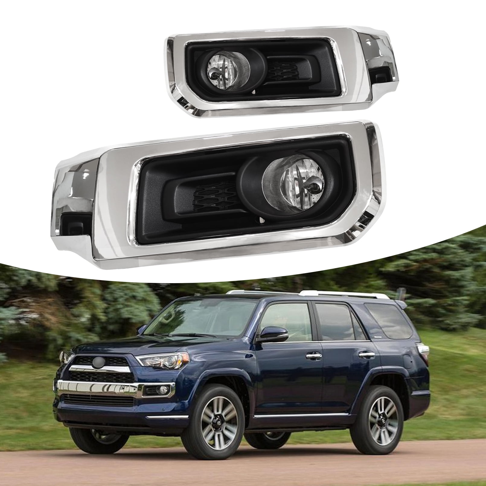 Fog light Lamp Bezel With Bulbs L&R Side For 2014-2020 Toyota 4Runner ...